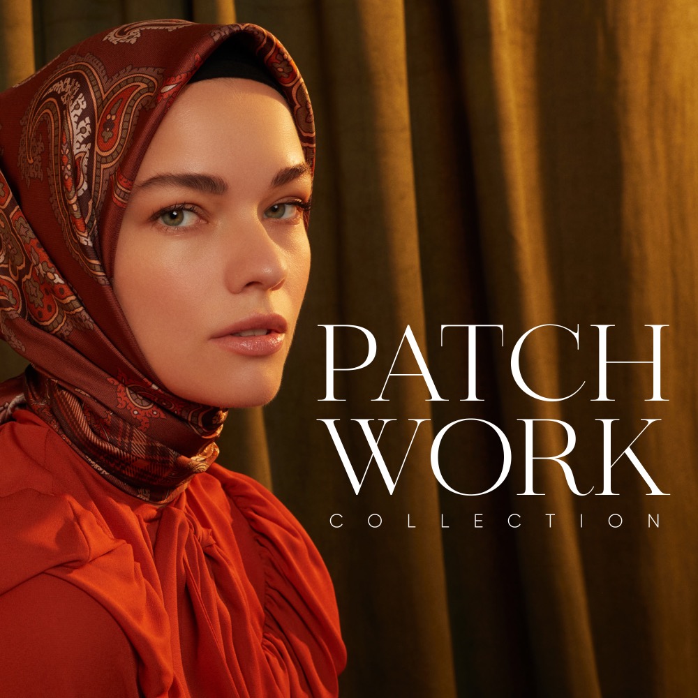 Patchwork Twill Silk Scarf