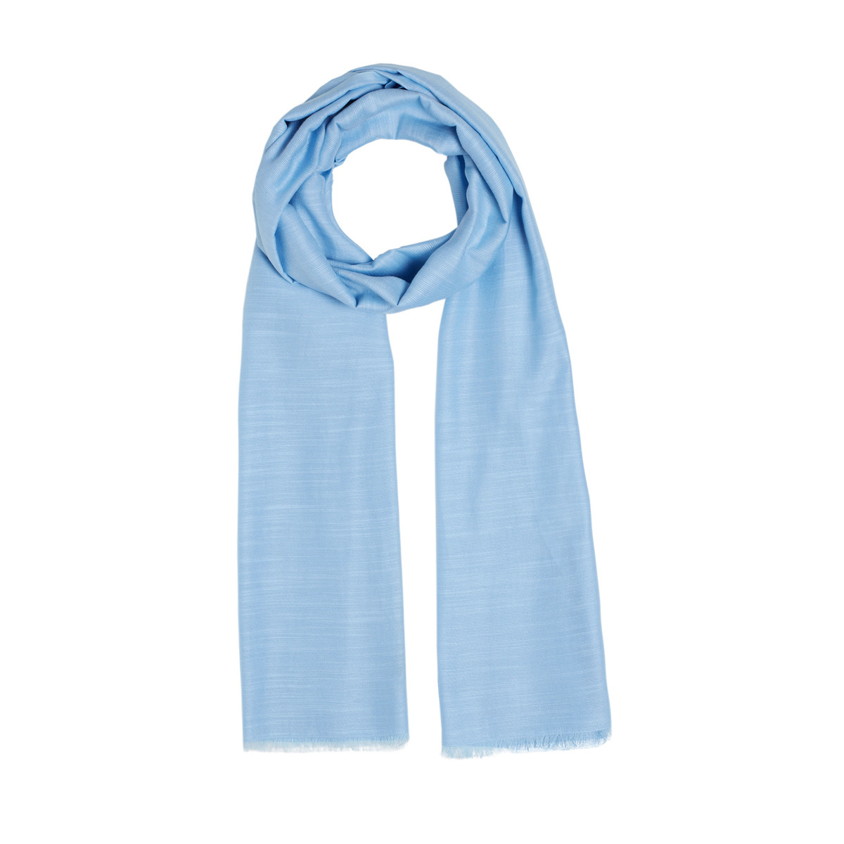 Baby Blue Plain Cotton Silk Scarf | Ipekevi