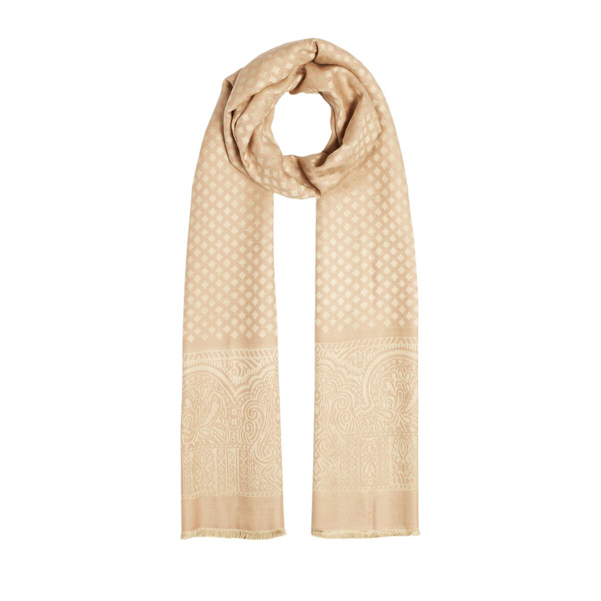 Beige Wool Silk Scarf | Ipekevi
