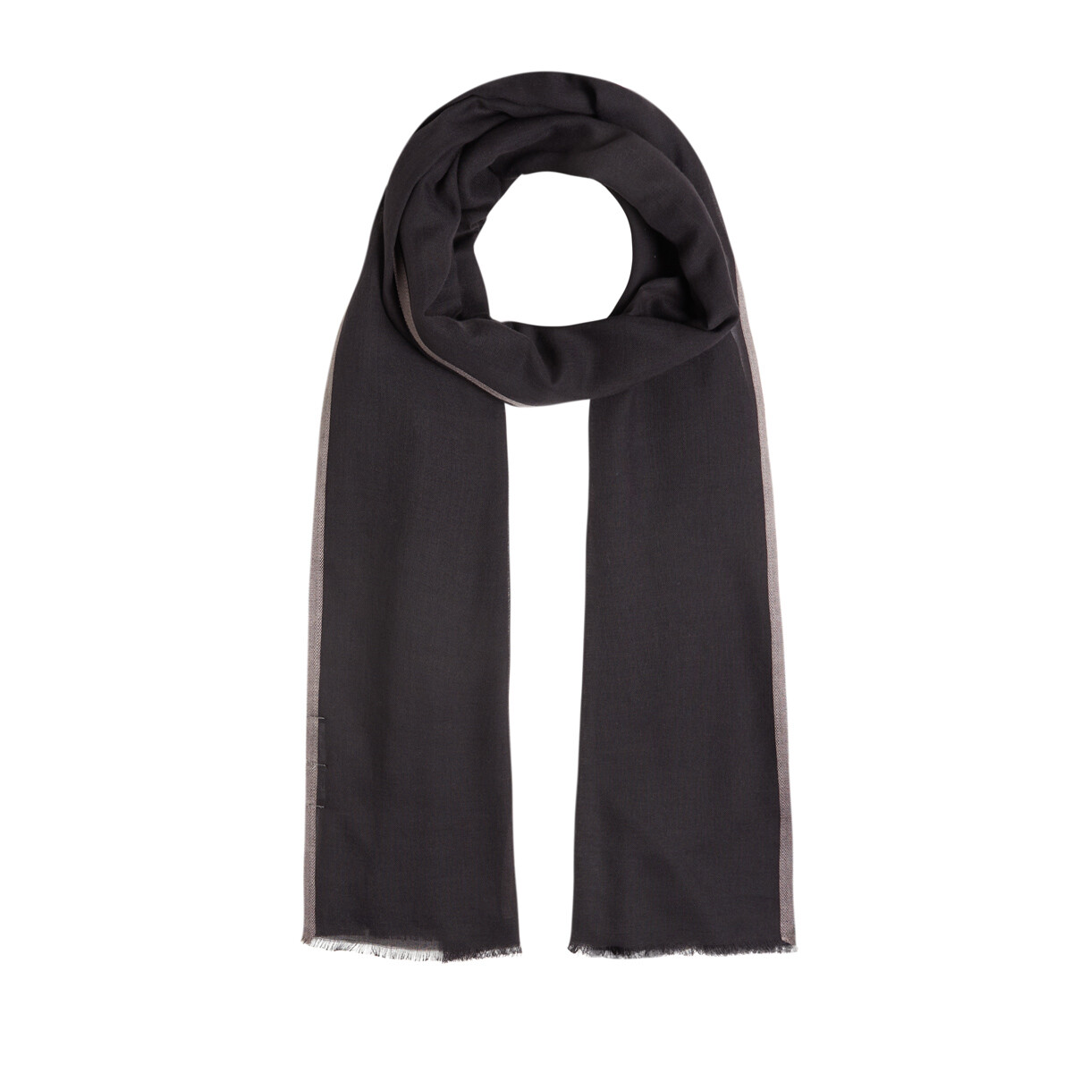 Black Bordered Modal Silk Scarf | Ipekevi