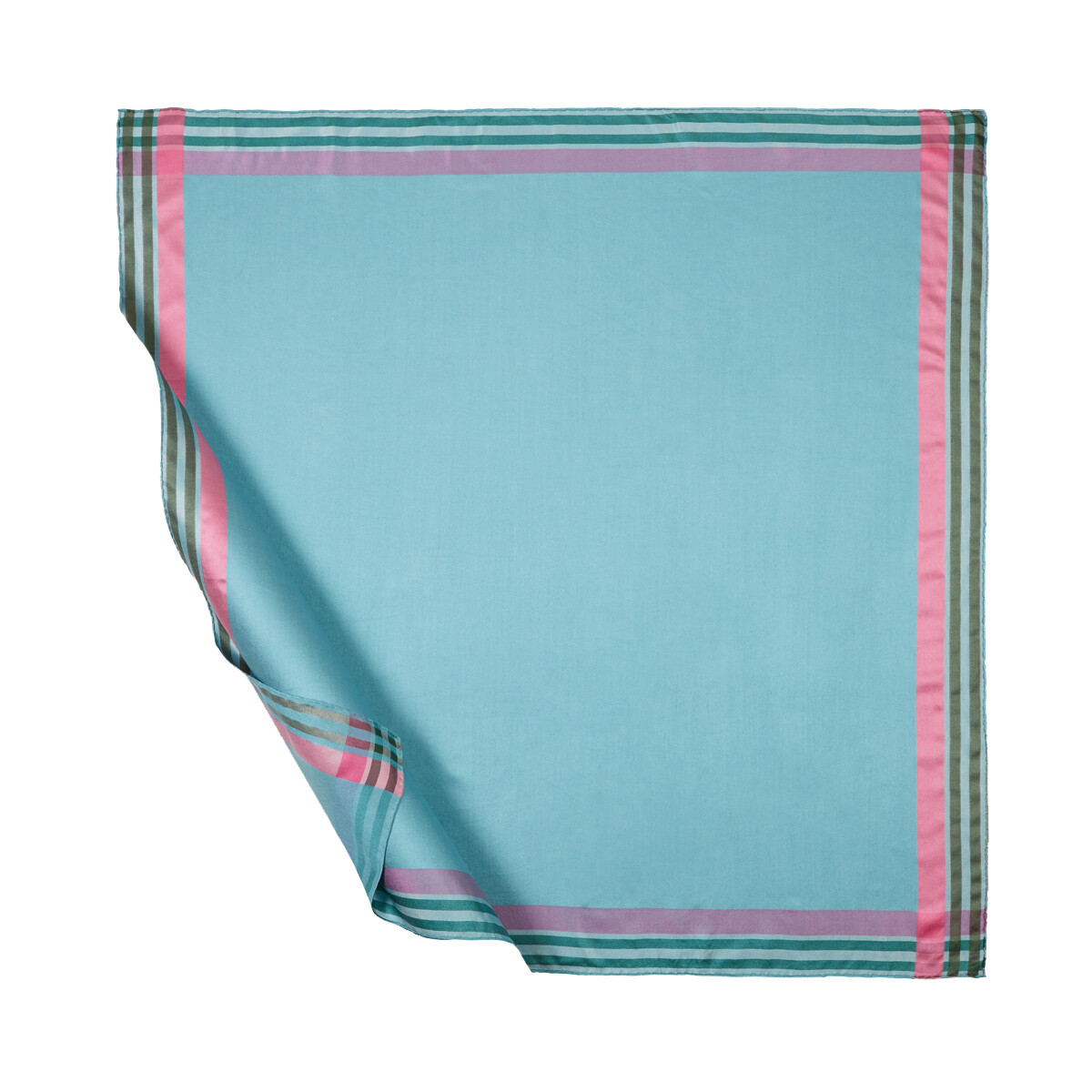 Cyan Frame Silk Scarf | Ipekevi