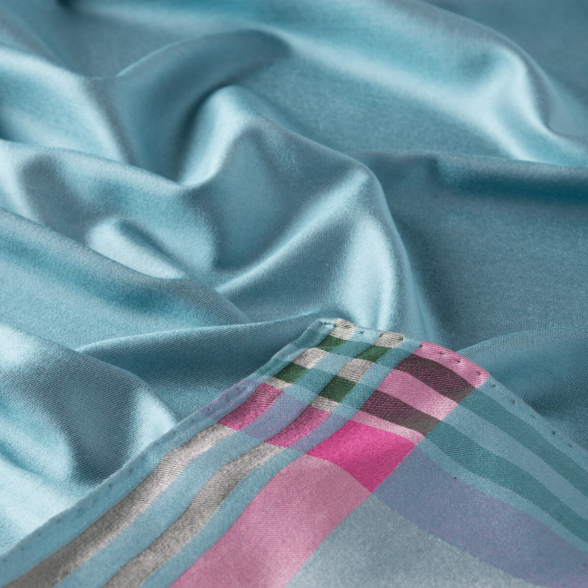 Cyan Frame Silk Scarf | Ipekevi