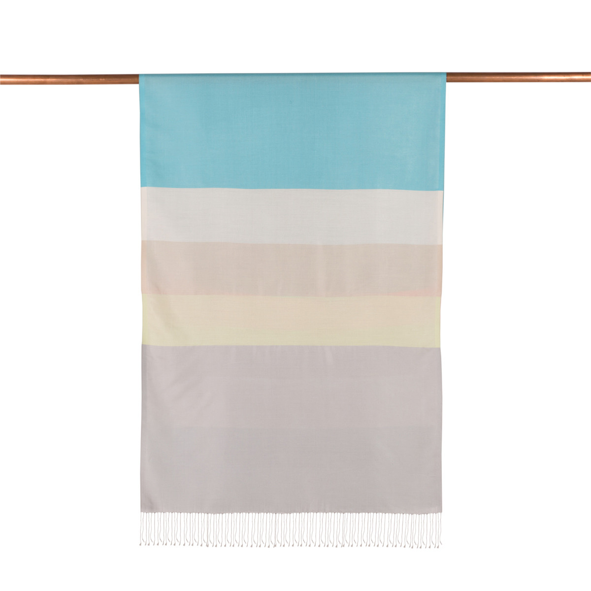 Cyan Kushak Striped Silk Scarf | Ipekevi