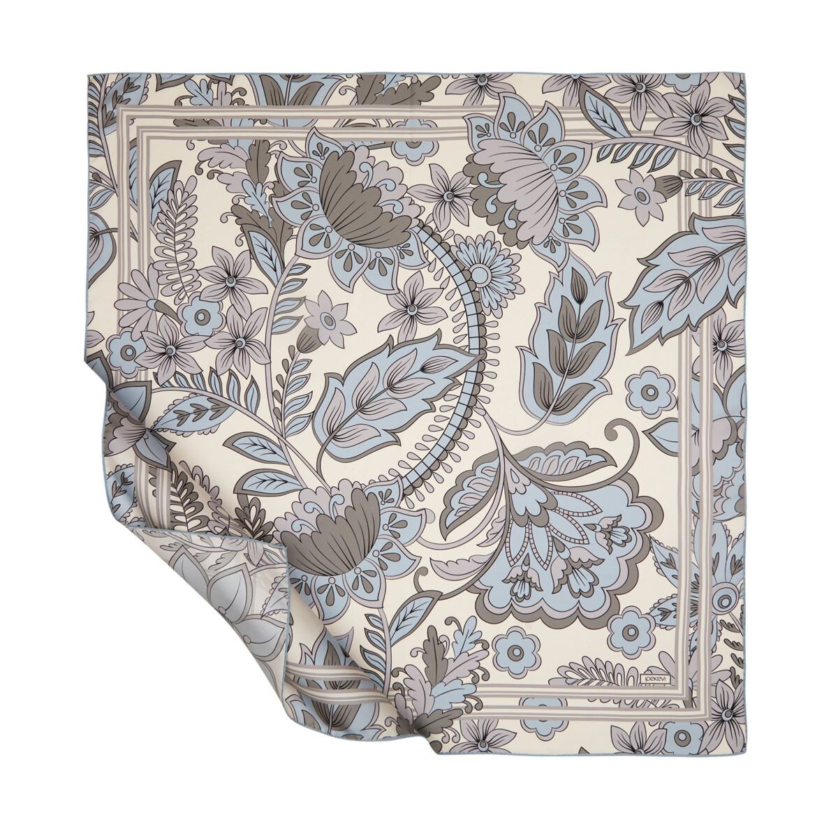 Ice Blue Rebel Ivy Twill Silk Scarf | Ipekevi