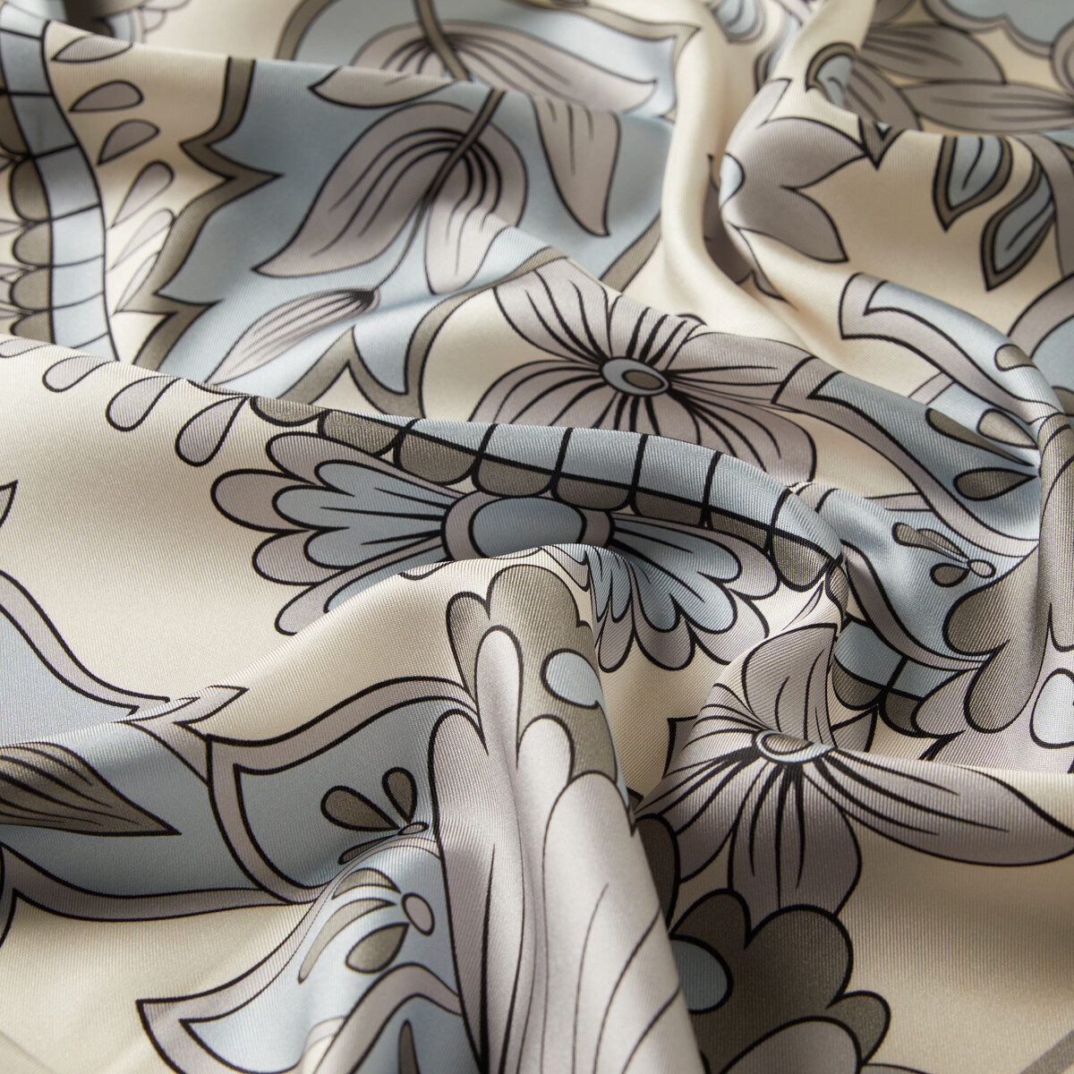 Ice Blue Rebel Ivy Twill Silk Scarf | Ipekevi