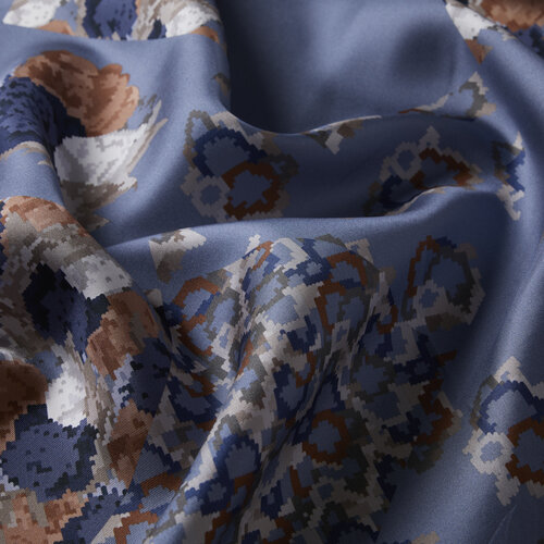Magnetic Blue Lego Flower Twill Silk Scarf | Ipekevi