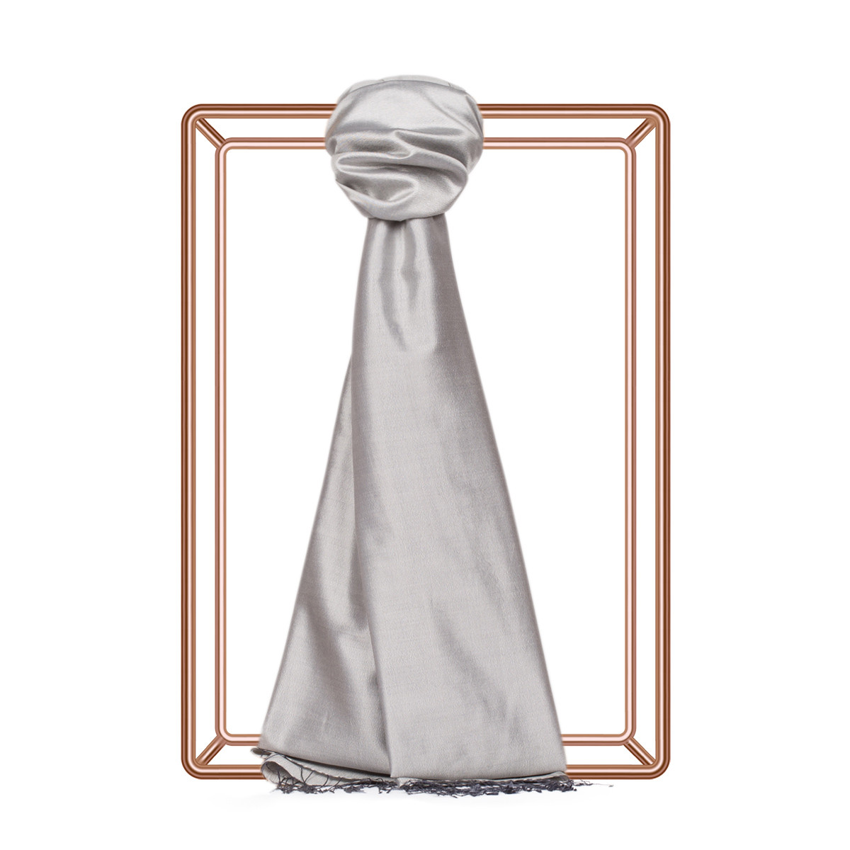 Metallic Silver Plain Silk Scarf | Ipekevi