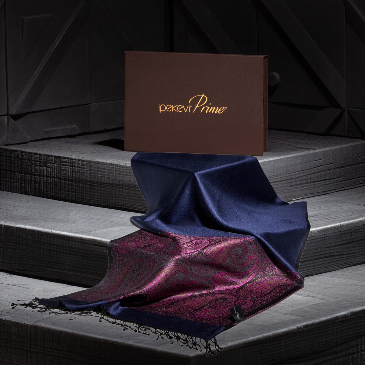 Mor Menekşe Jakarlı El Dokuma Prime İpek Fular Şal PRIME ipekevi