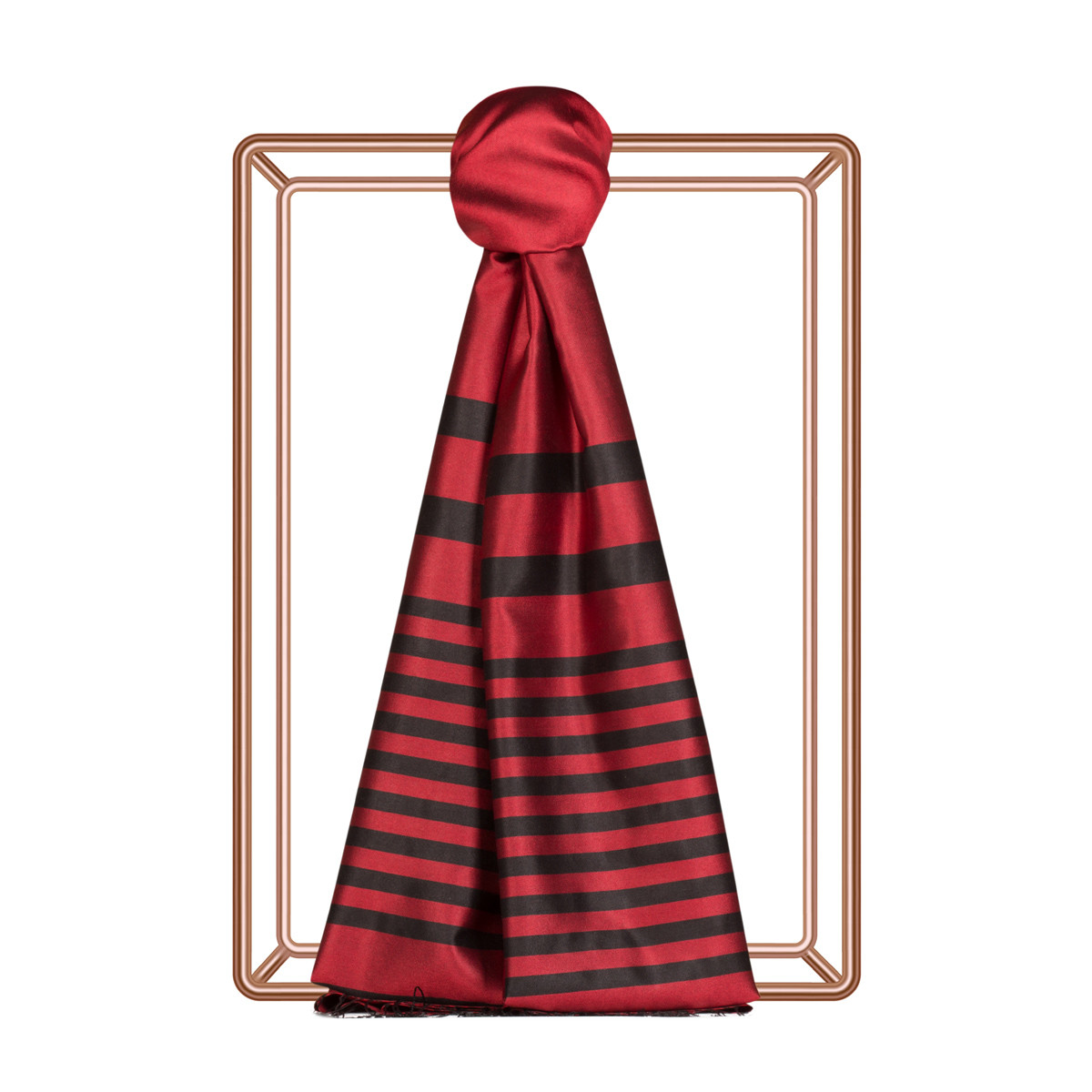 Ottoman Red Meridian Striped Silk Scarf | Ipekevi