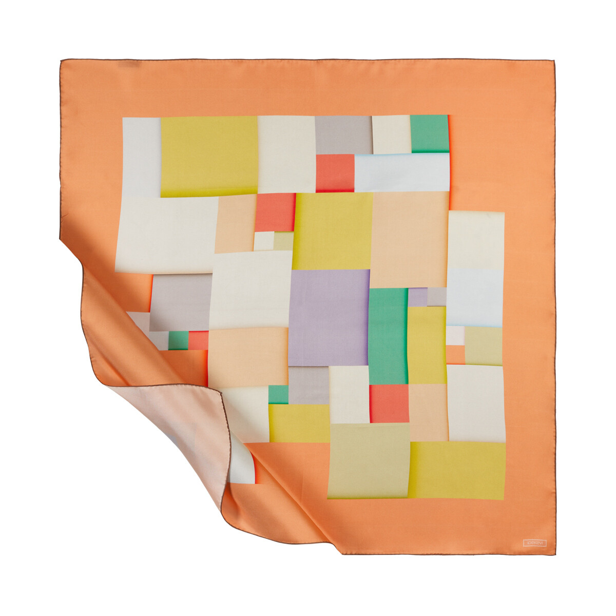 Salmon Lego Print Silk Twill Scarf | Ipekevi