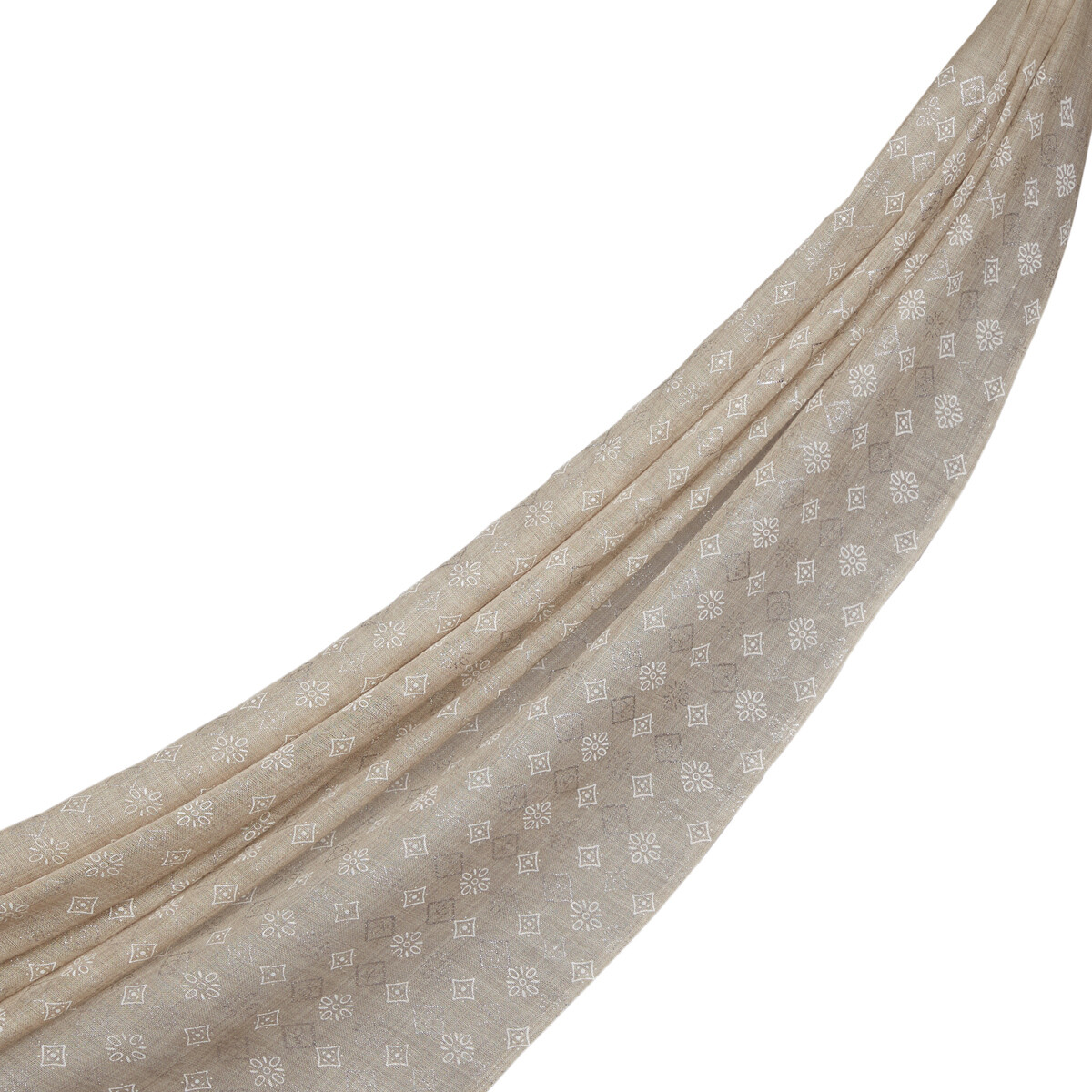 Silver Mink Monogram Wool Silk Scarf | Ipekevi