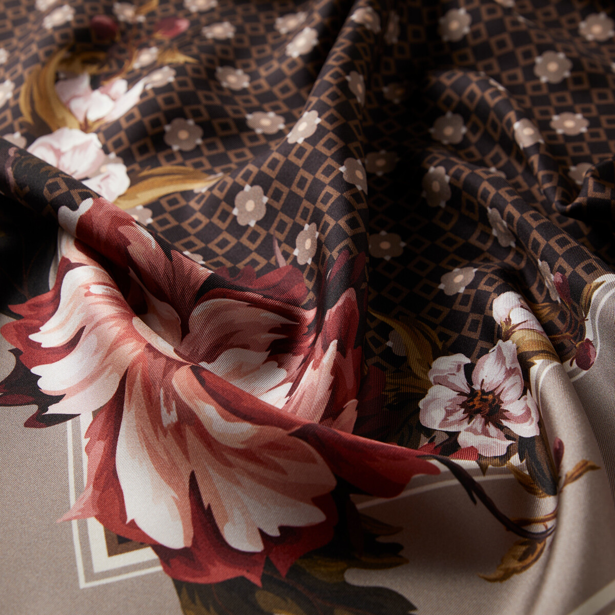 Stone Copper Eden Of Medal Twill Silk Scarf | Ipekevi