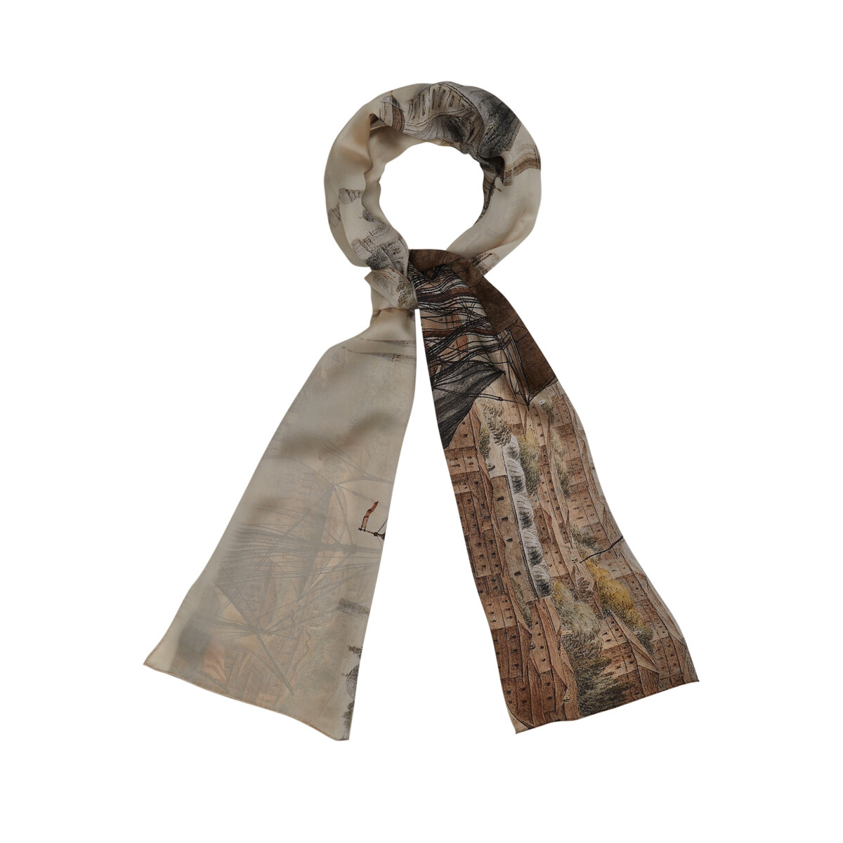 Yeni Cami ve İstanbul Limanı Saten İpek Fular Şal FULAR ipekevi